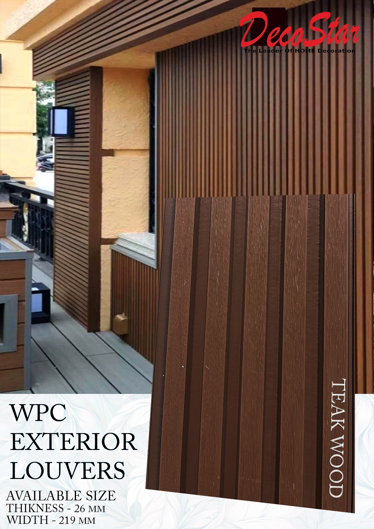 Deco Star WPC Exterior Louvers – Teakwood