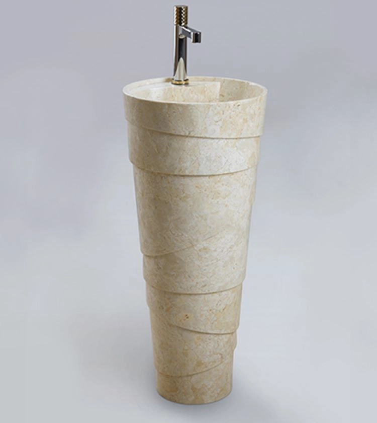 Caves Crema - Cream Marble Pedestal Basin